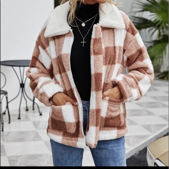 Delilah Wear | Jackets & Coats | Copy Buffalo Plaid Print Teddy Jacket ...